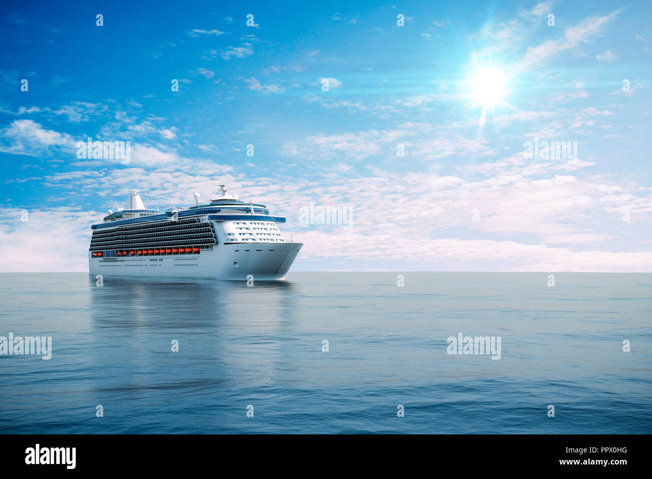 3d render of cruise ship on perfect blue sea Stock Photo - Alamy