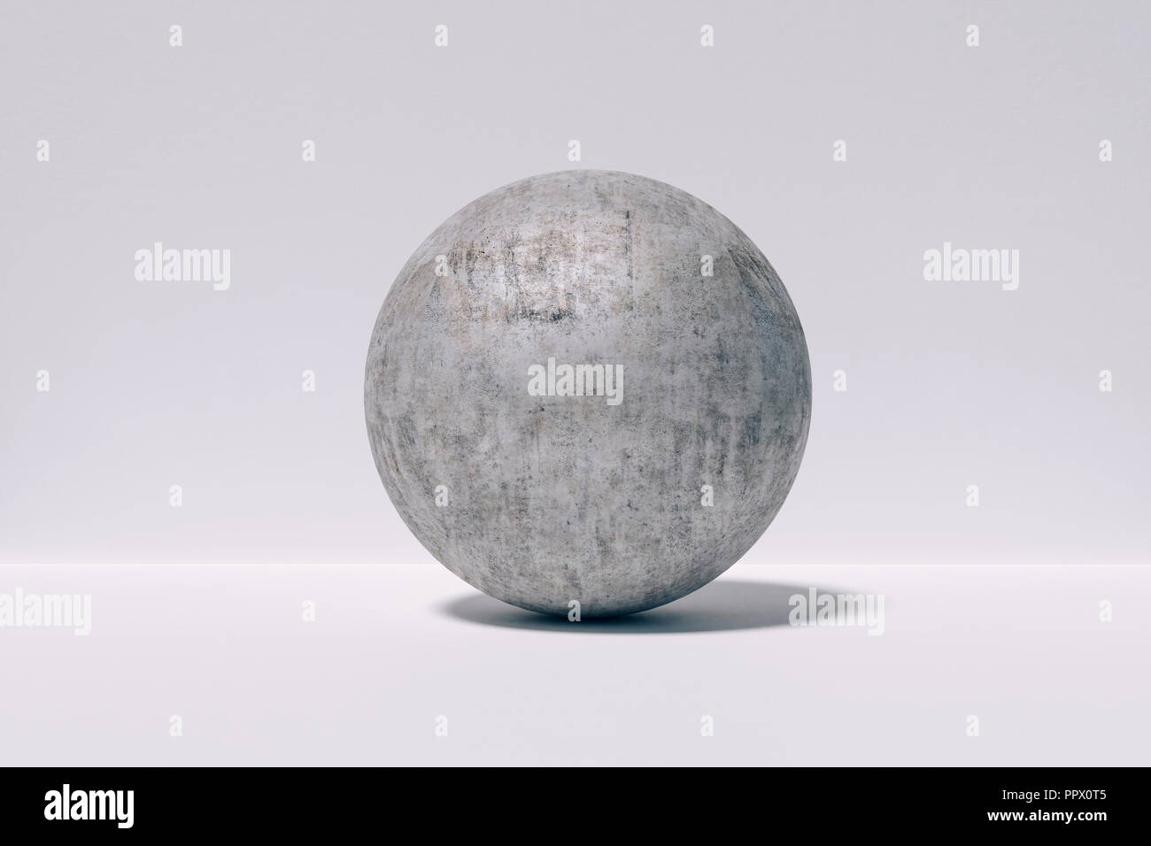 3d concrete sphere against white concrete wall Stock Photo - Alamy