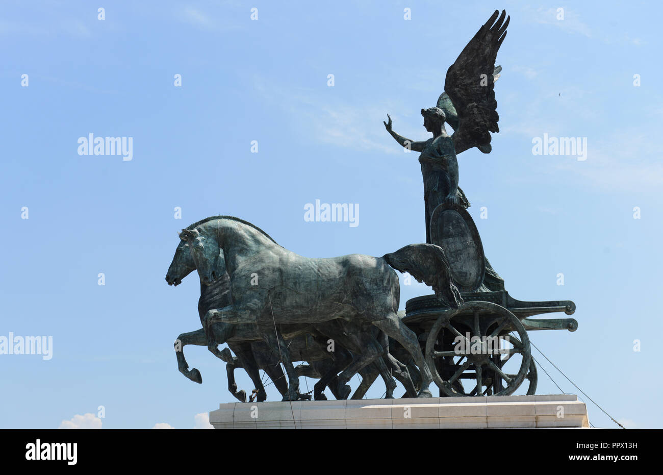 The Quadriga dell'Unità on the top of the Altare della Patria building ...
