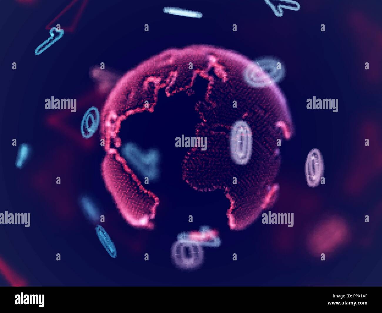 Virtual reality concept: digital planet Earth in binary code Stock ...