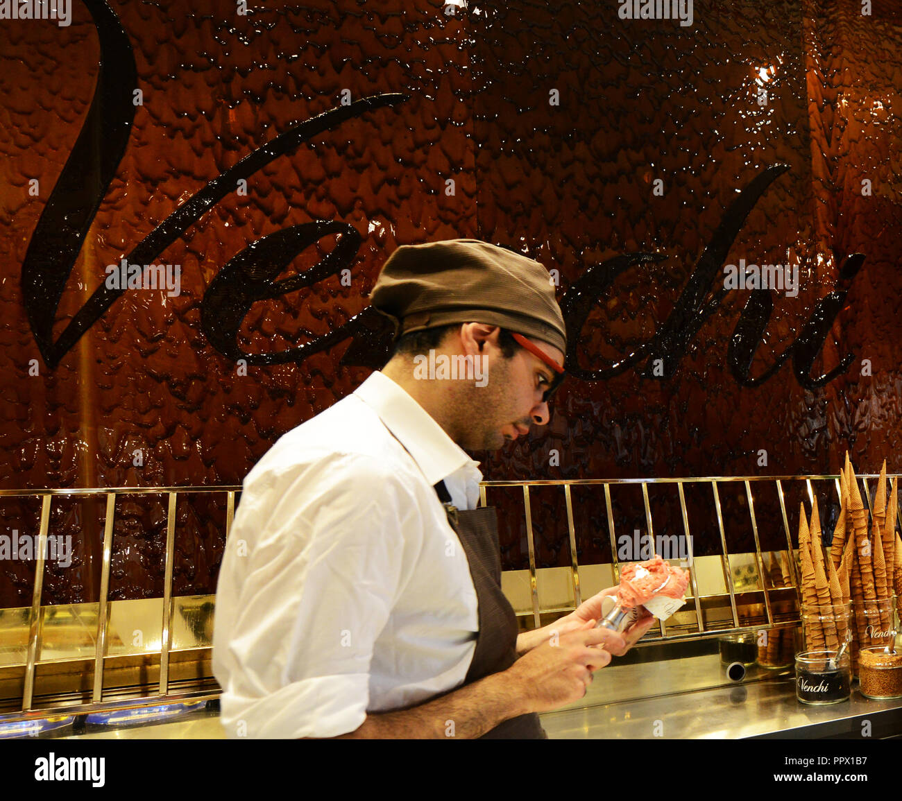 Italian Ice cream served at Venchi gelateria in Rome Stock Photo - Alamy