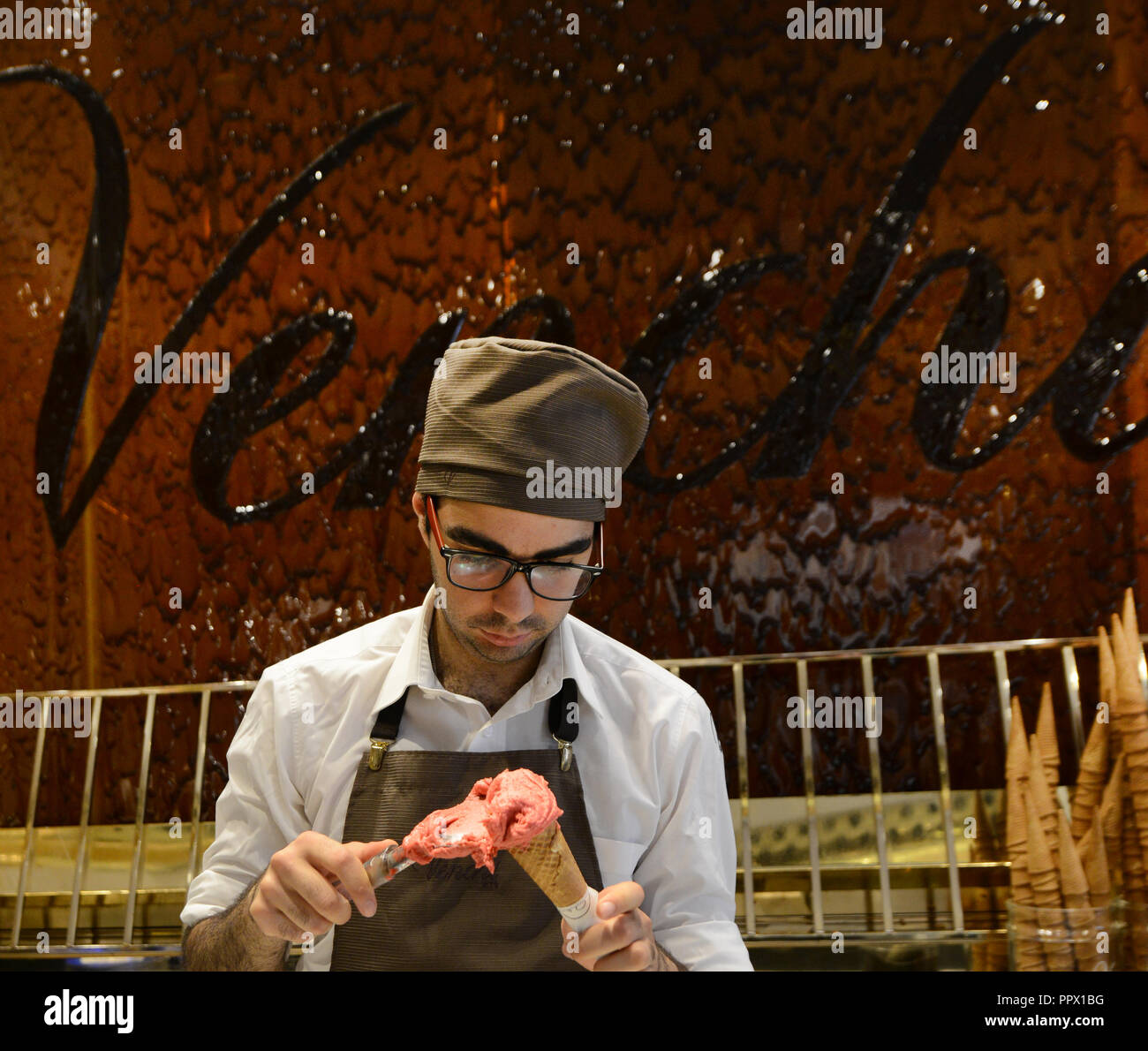 Italian Ice cream served at Venchi gelateria in Rome Stock Photo - Alamy