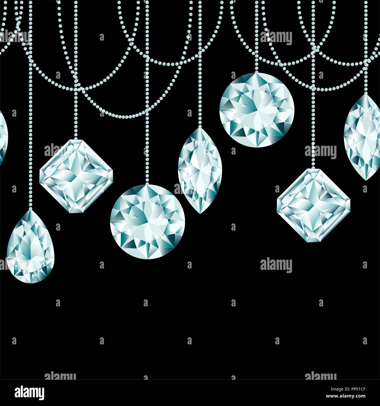 Seamless border made of diamond christmas decorations, ball toy on ...