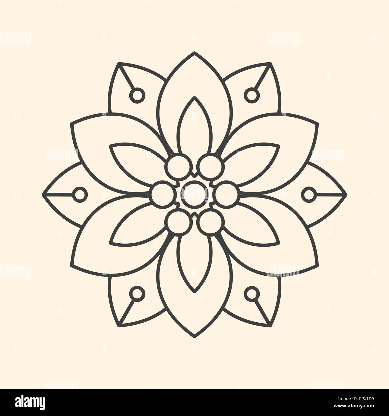 Minimalism linear flower vector art on beige background Stock Vector ...
