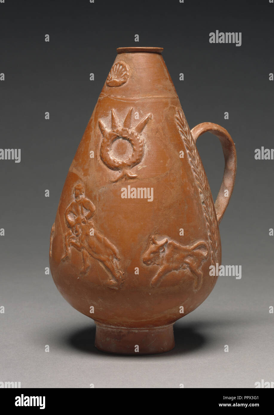 Jug with Gladiators Fighting Wild Beasts; North Africa, Tunisia; 200 ...