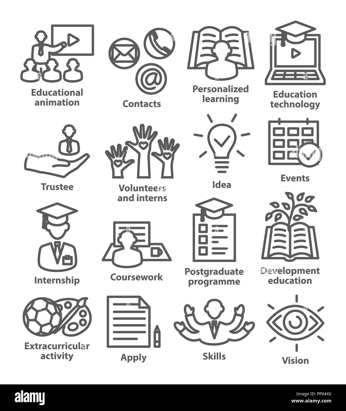 Business management linear icons hi-res stock photography and images ...