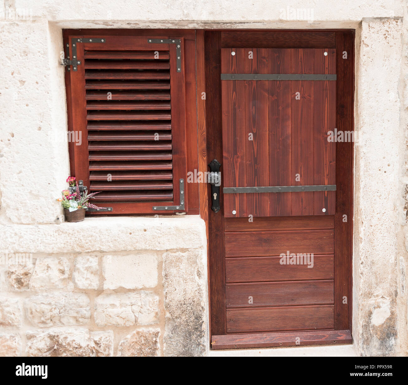 old wooden rustic door Stock Photo - Alamy