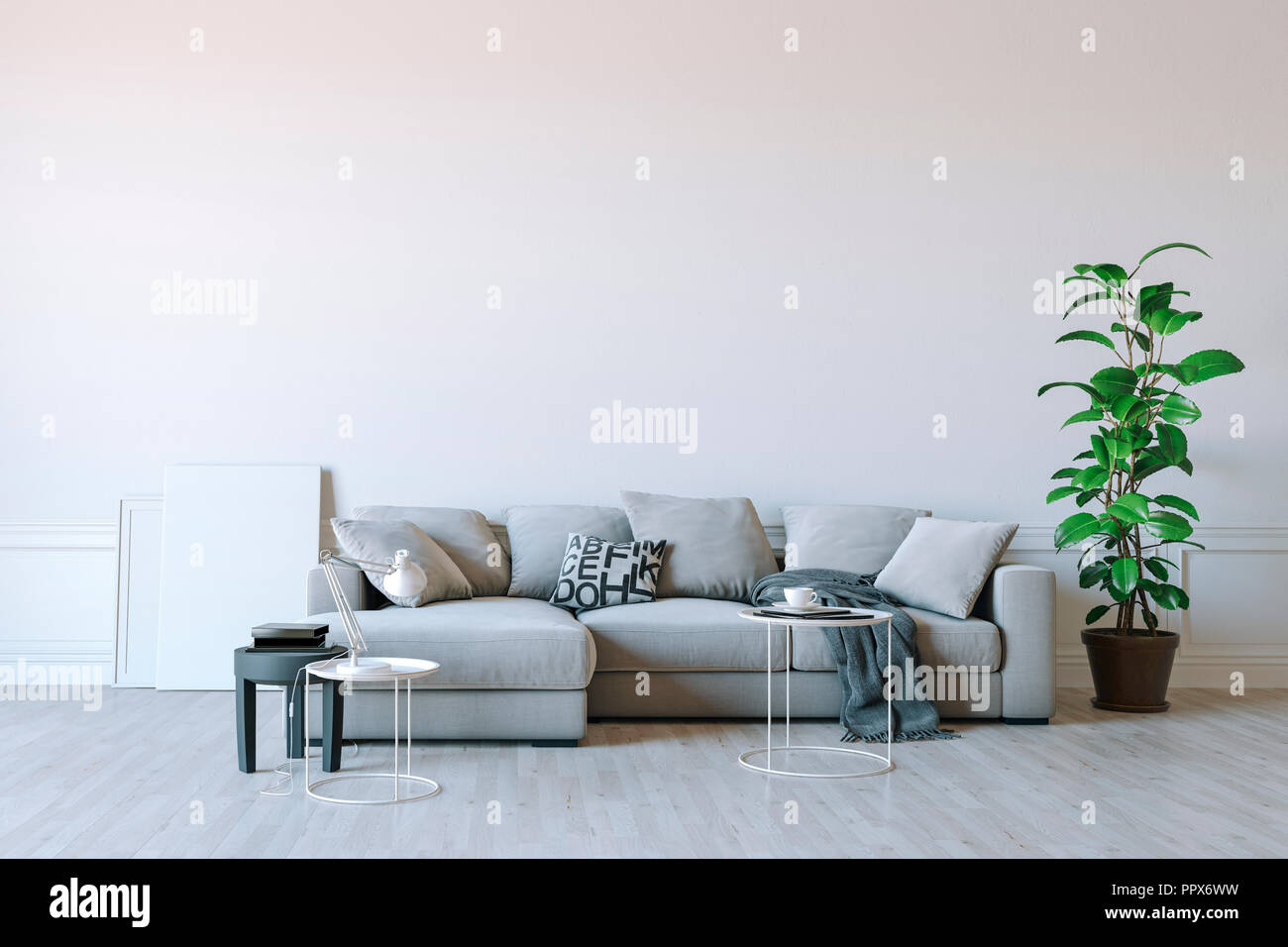 3d render of beautiful clean interior design Stock Photo - Alamy