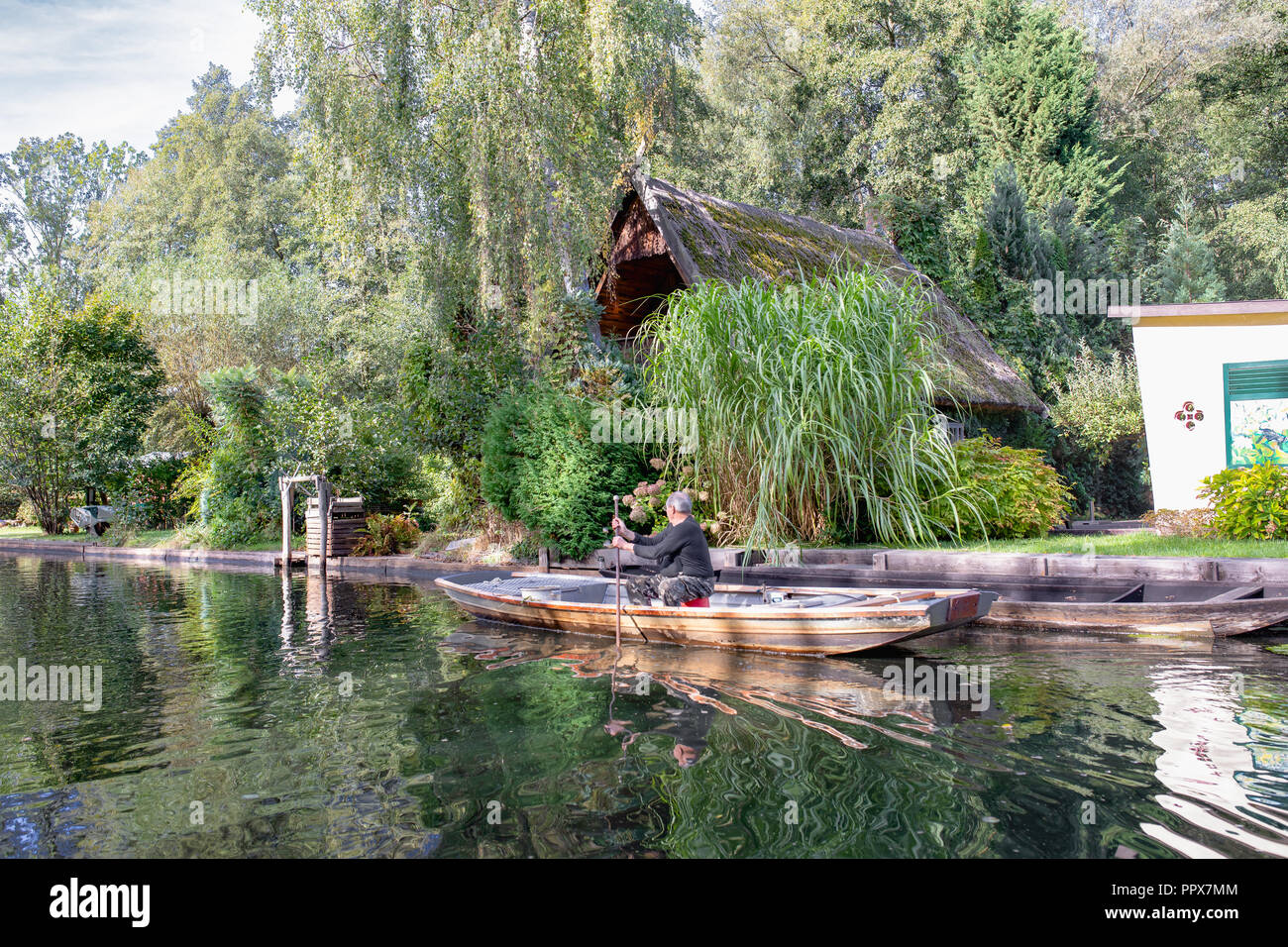 Lehde, Spreewald / Germany. Typical Spreewald landscape. Canals, vivid ...