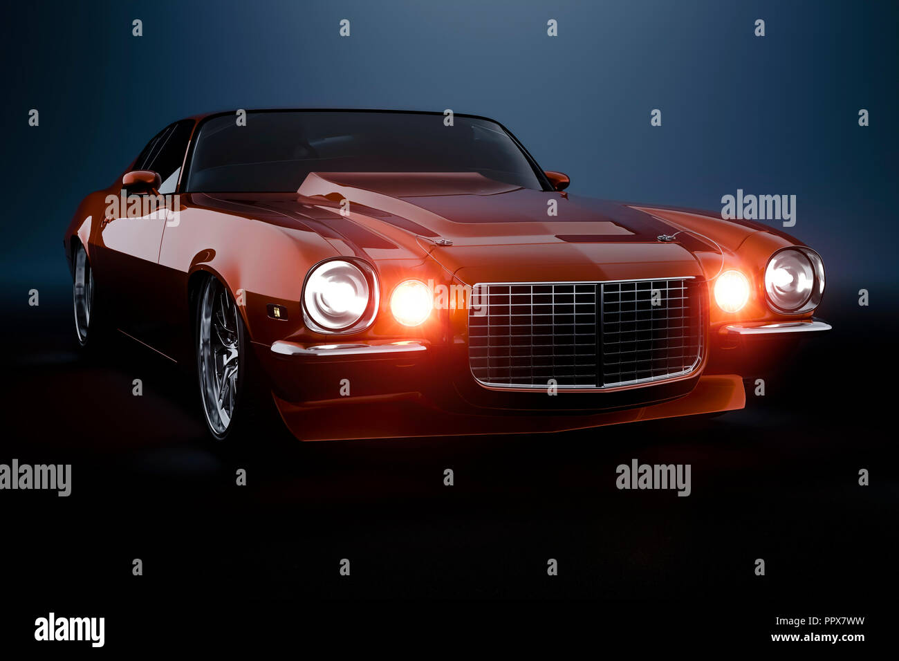 3d sport vintage muscle car render Stock Photo - Alamy