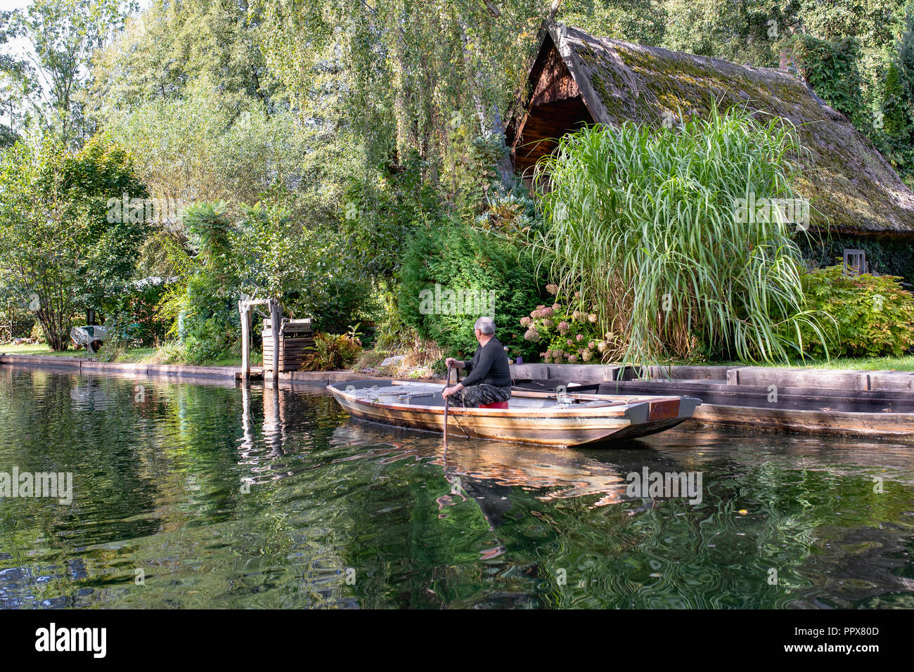 Lehde, Spreewald / Germany. Typical Spreewald landscape. Canals, vivid ...