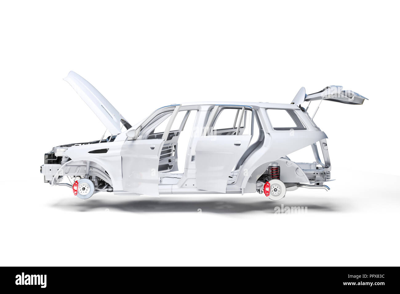 3d car frame body on white background Stock Photo - Alamy
