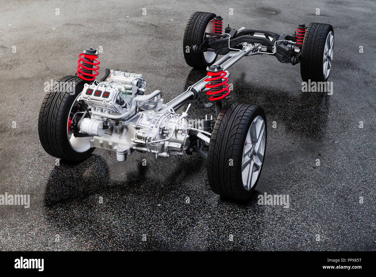 3d car chassis with motor and suspension Stock Photo - Alamy