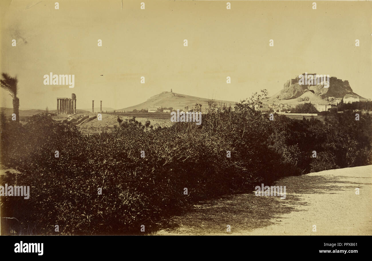 Athens - Temple of Zeus Olympios and Acropolis from the east; Baron ...