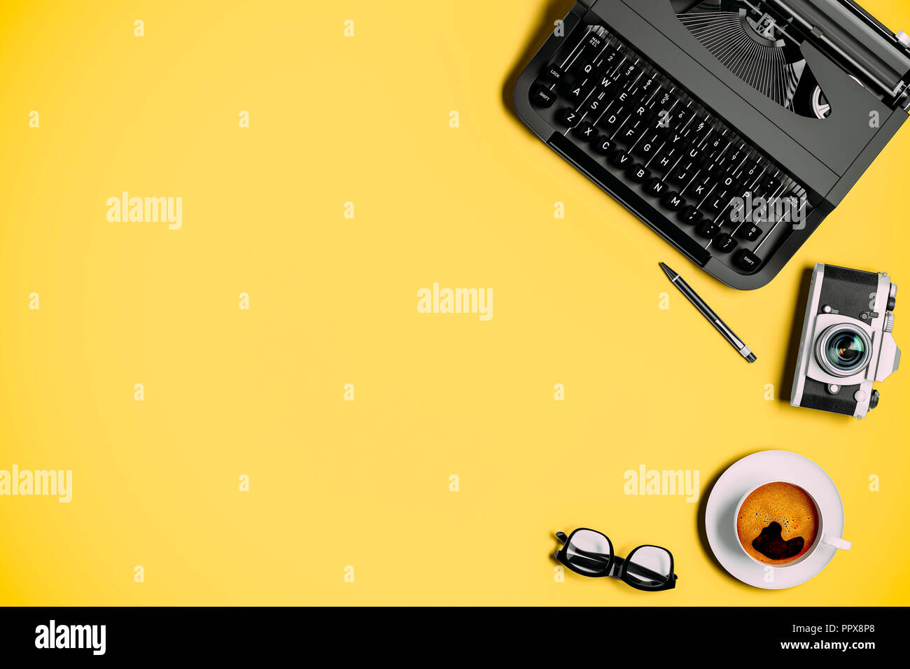 3d typewriter on colorful background Stock Photo - Alamy