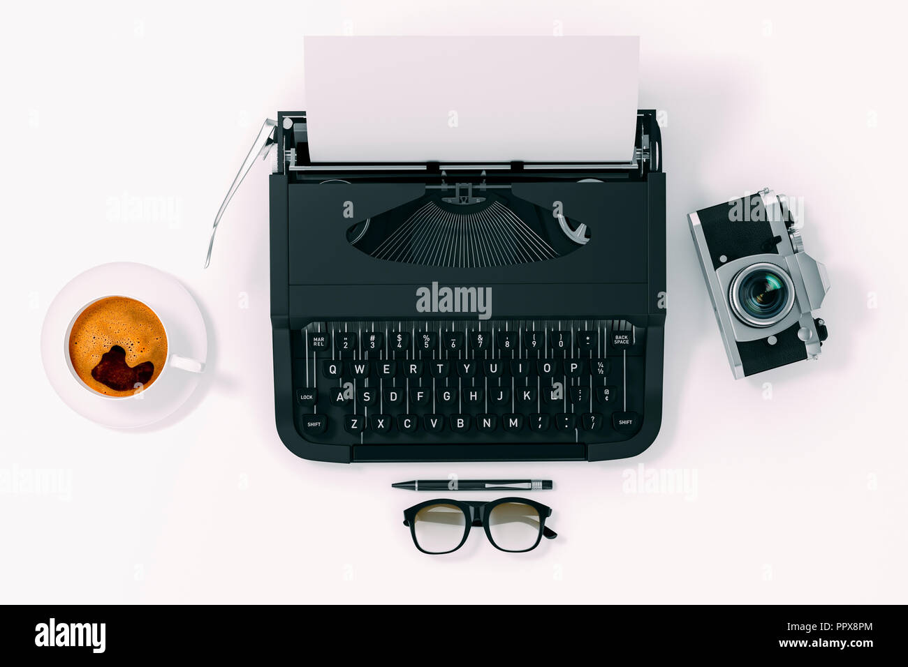 3d typewriter on white background Stock Photo - Alamy