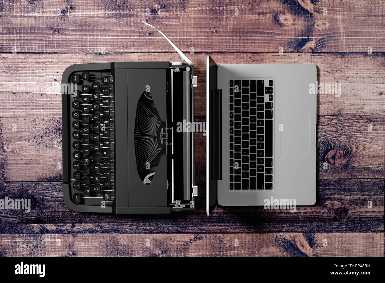 Old typewriter new computer hi-res stock photography and images - Alamy