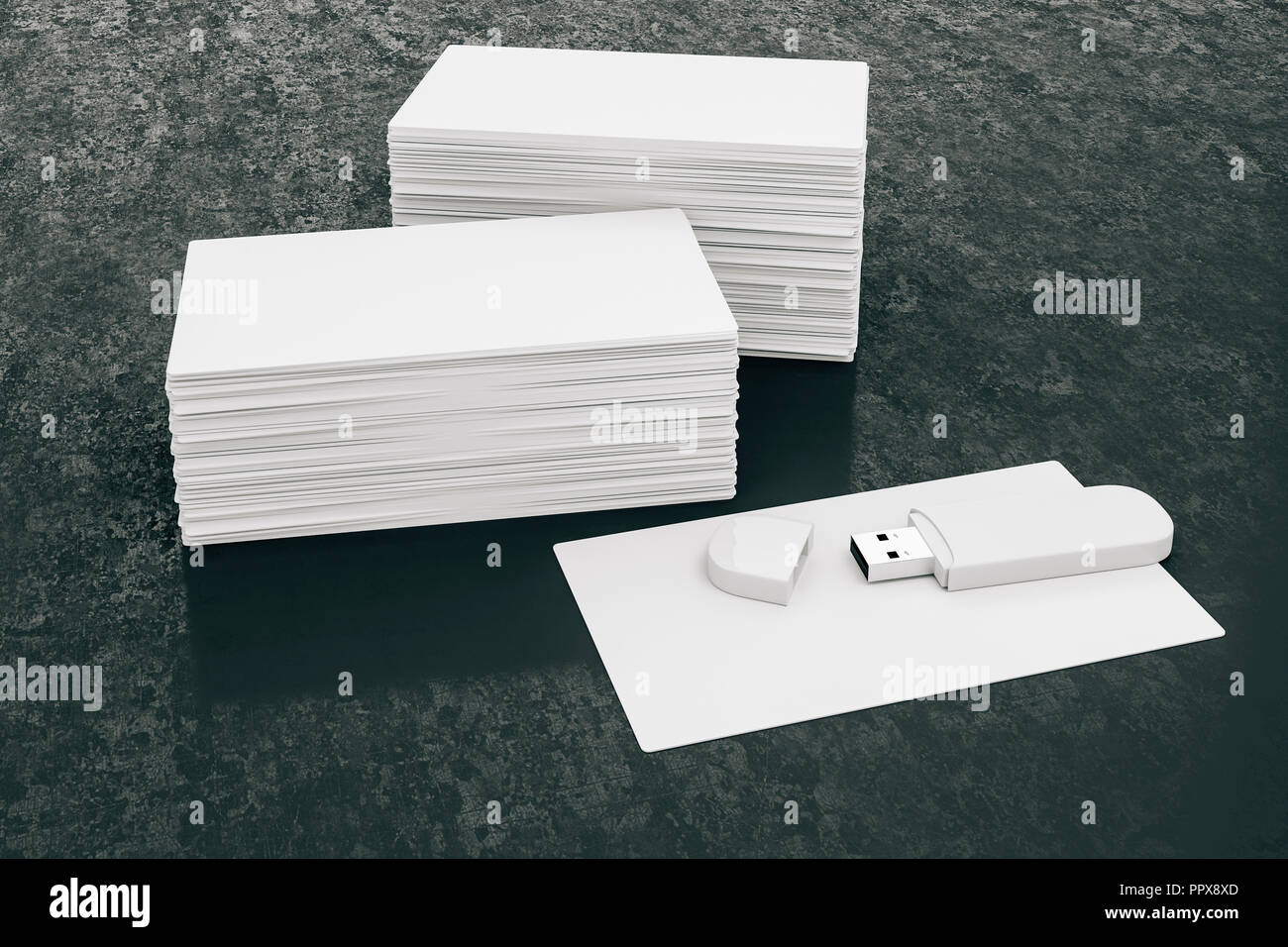 3d blank white business cards and usb memory stick Stock Photo - Alamy