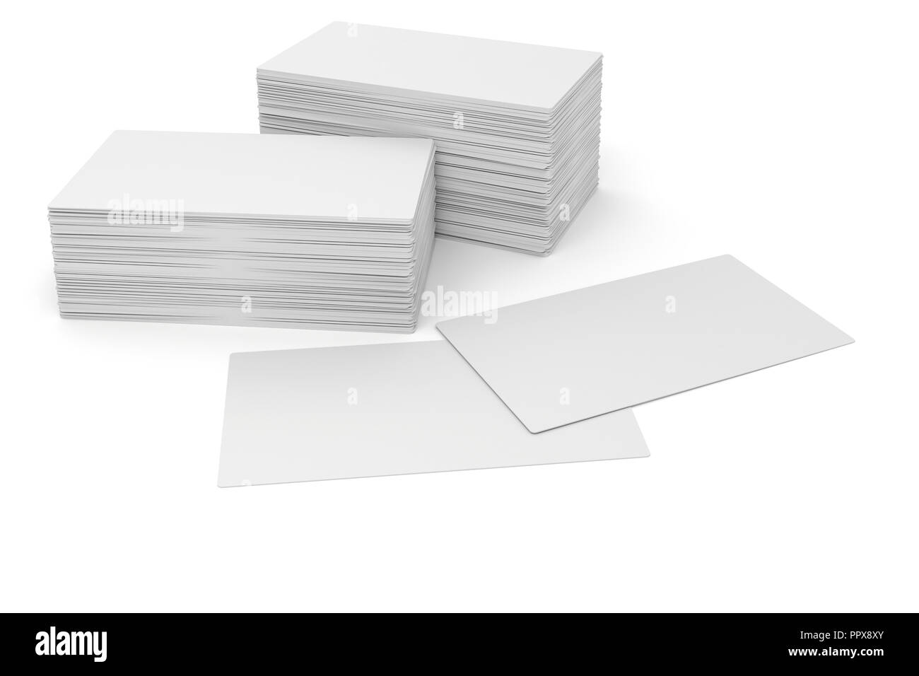 3d blank white business cards on white background Stock Photo - Alamy