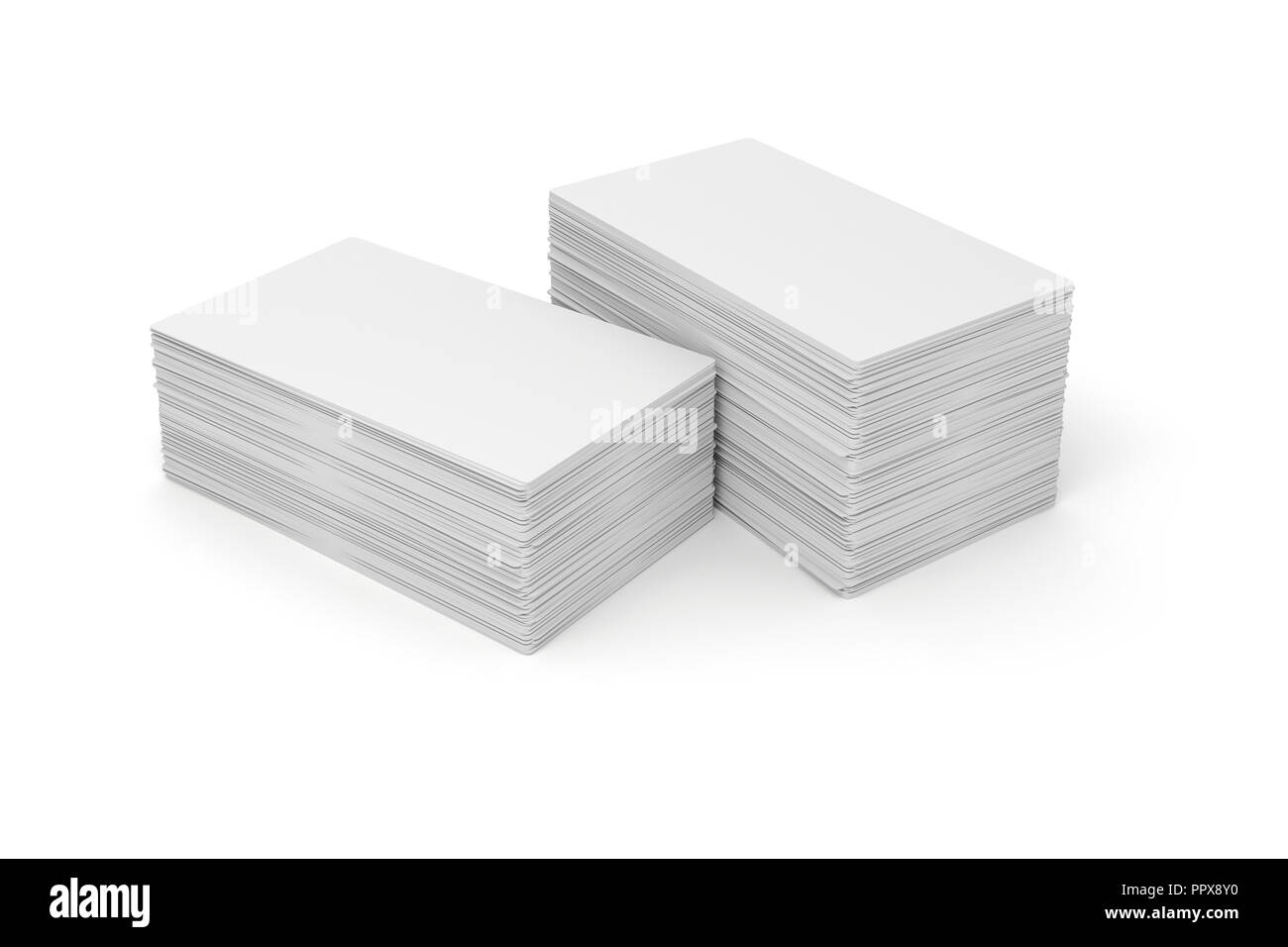 3d blank white business cards on white background Stock Photo - Alamy