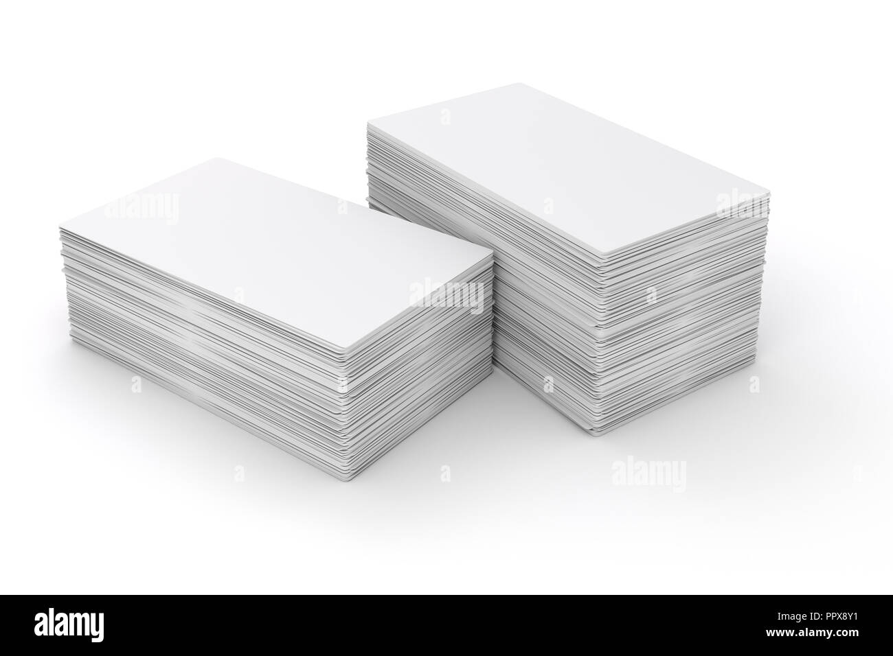 3d blank white business cards on white background Stock Photo - Alamy