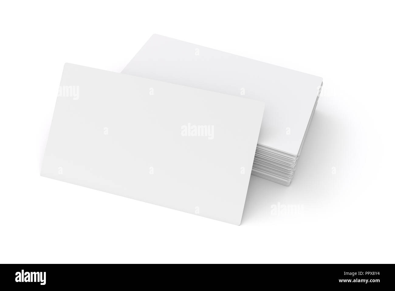 3d blank white business cards on white background Stock Photo - Alamy