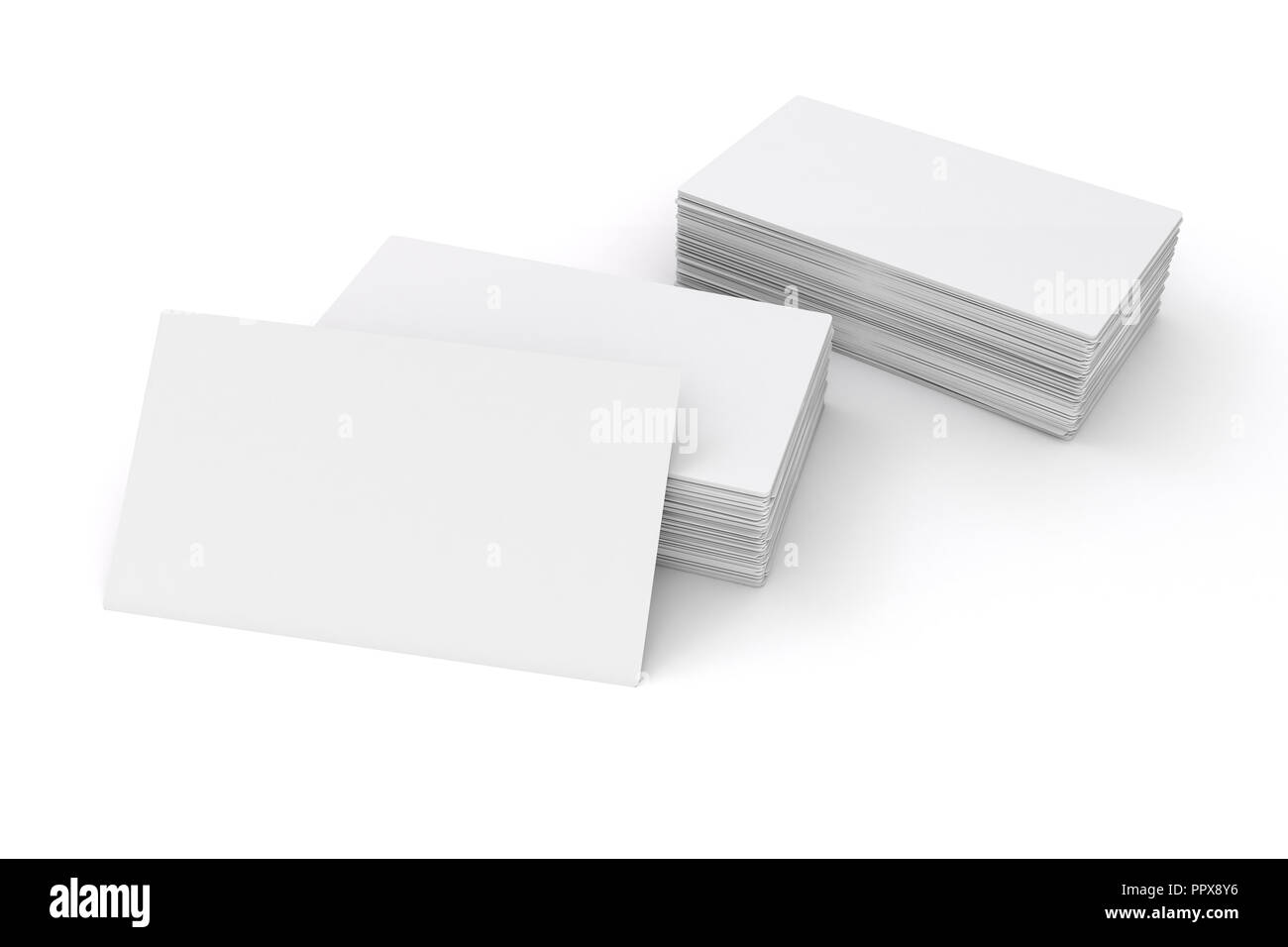3d blank white business cards on white background Stock Photo - Alamy