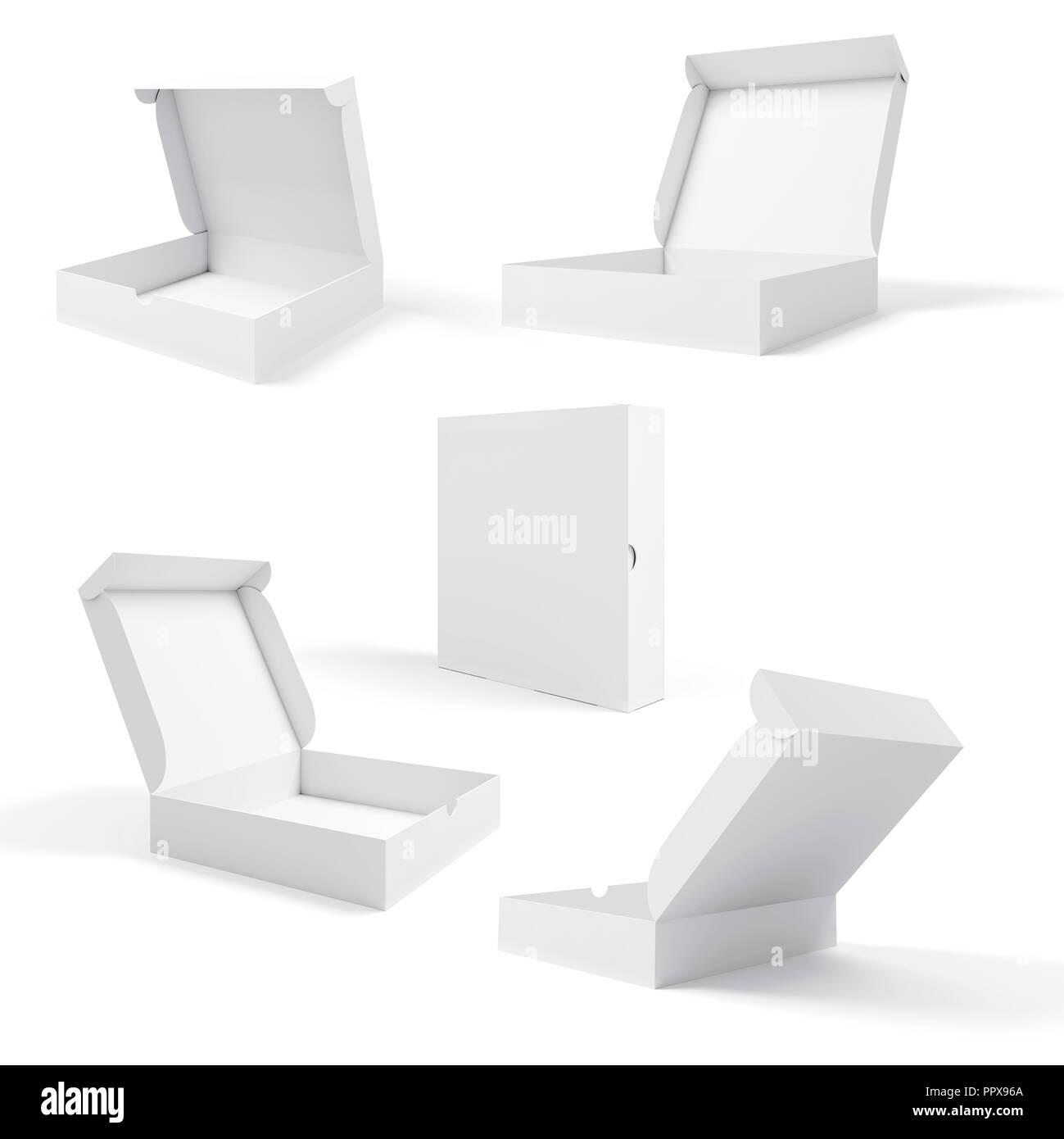 3d white blank product box on white background Stock Photo - Alamy