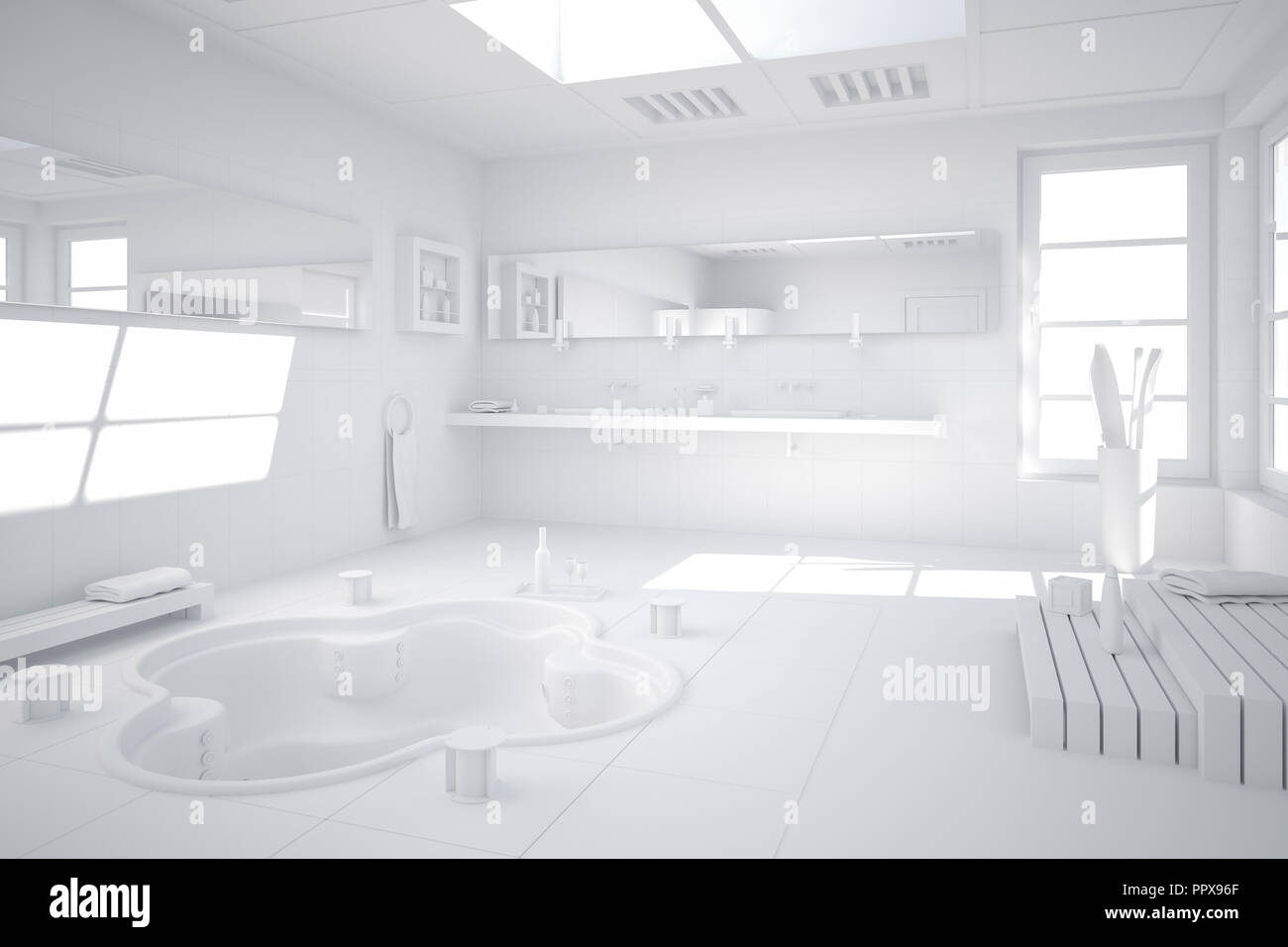 3d render of beautiful bathroom with jacuzzi Stock Photo - Alamy