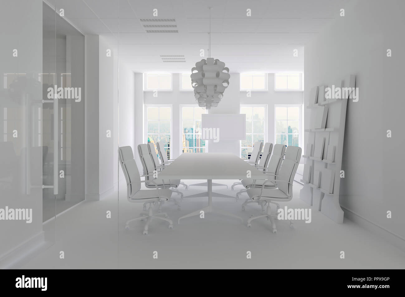 3d render of concerence room with table and chairs Stock Photo - Alamy