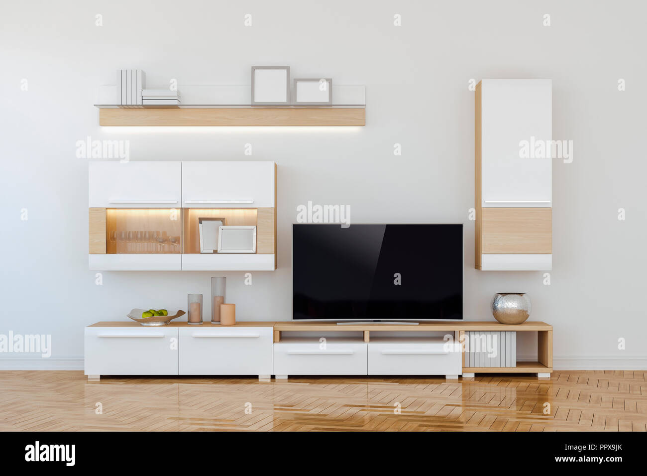 3d modern living interior setup render Stock Photo - Alamy