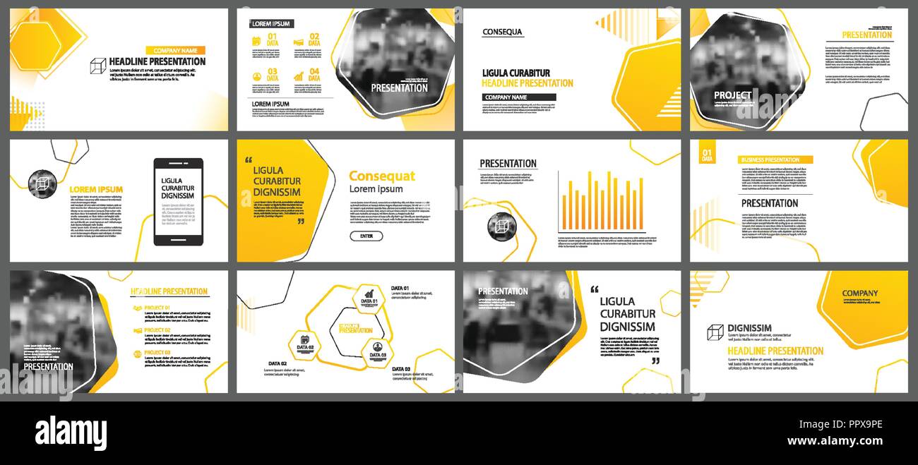 Presentation and slide layout background. Design yellow and orange ...