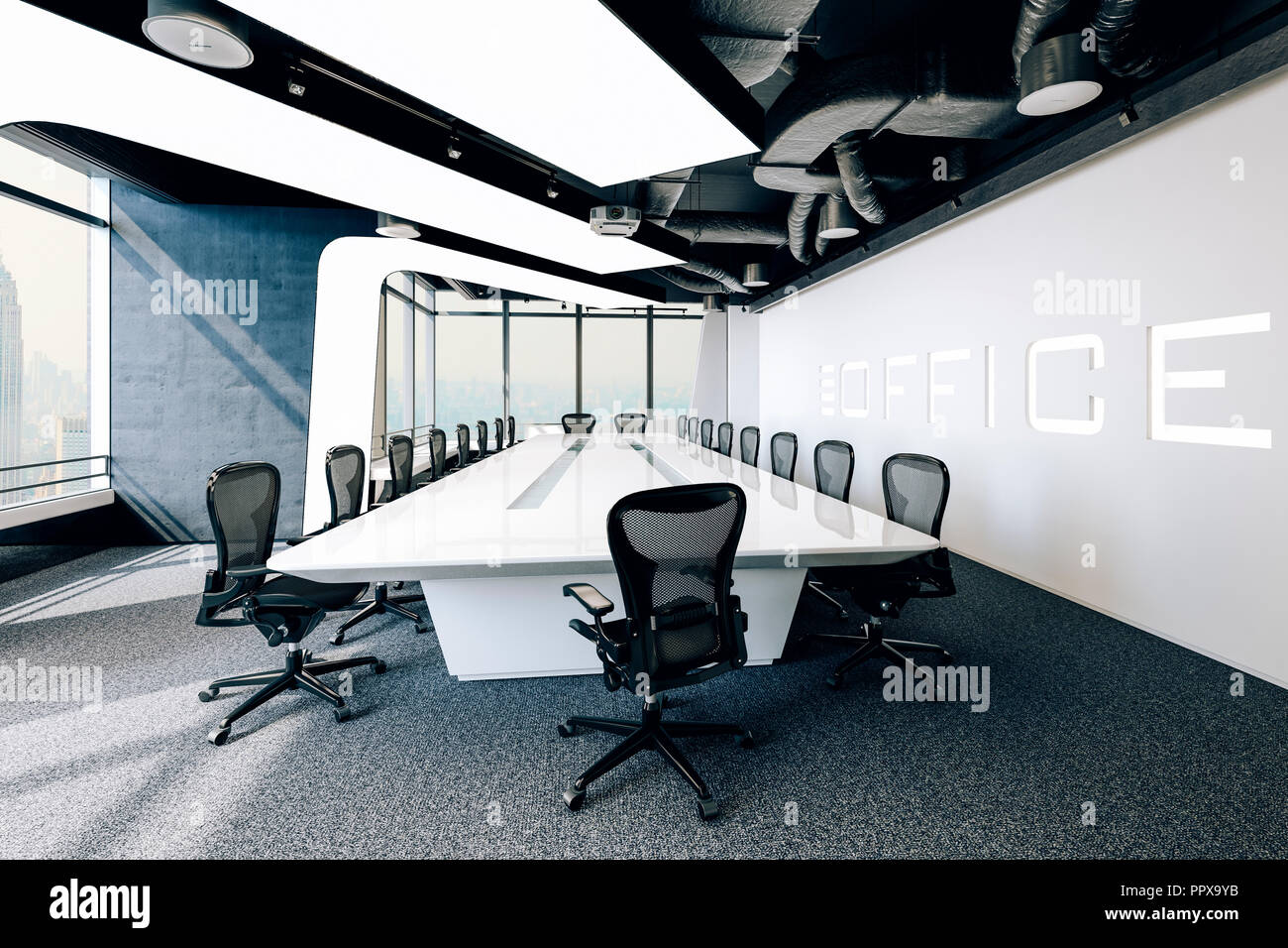 3d modern office conference room Stock Photo - Alamy