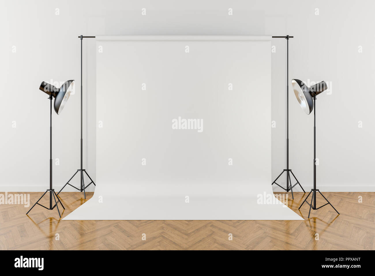 3d studio setup with white background Stock Photo - Alamy