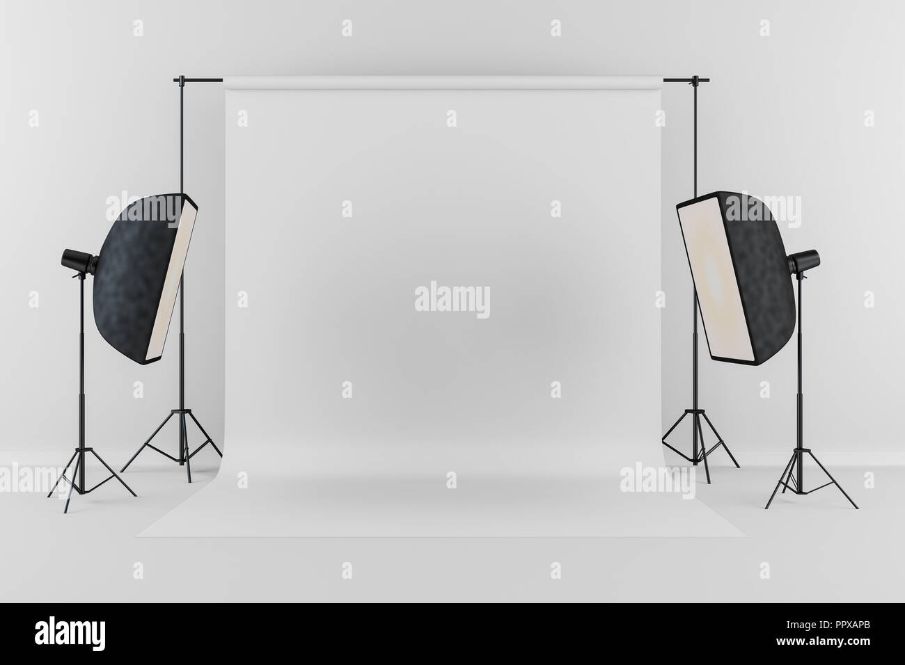 3d studio setup with white background Stock Photo - Alamy