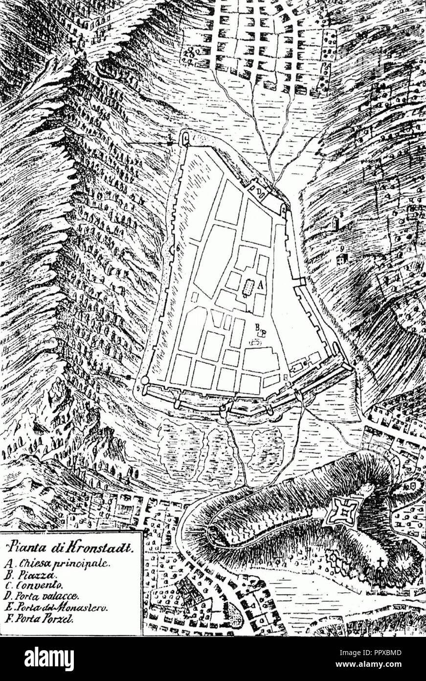 Brasov Map by Giovanni Morando Visconti 1699 Stock Photo - Alamy