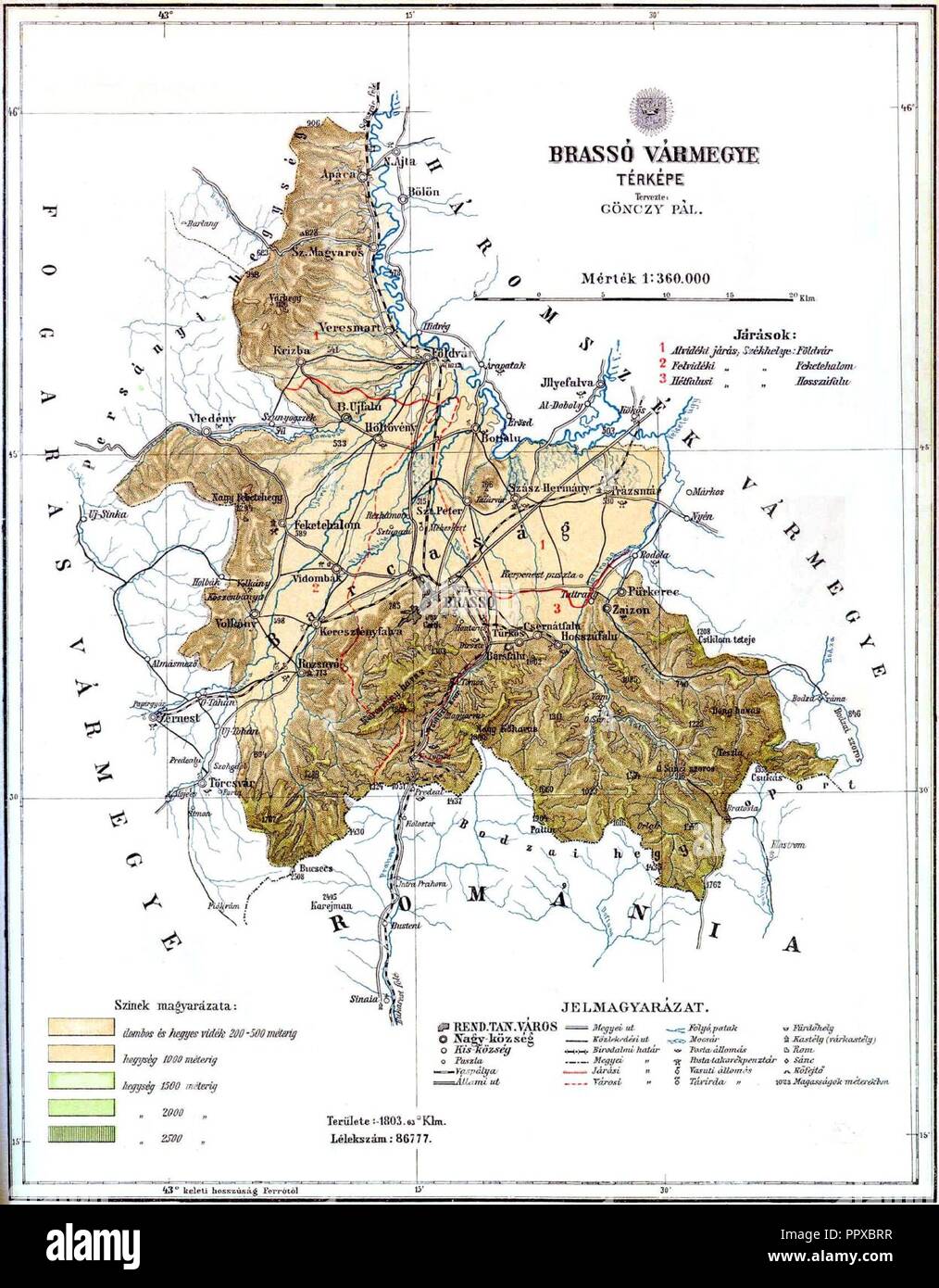 Brassó county map Stock Photo - Alamy