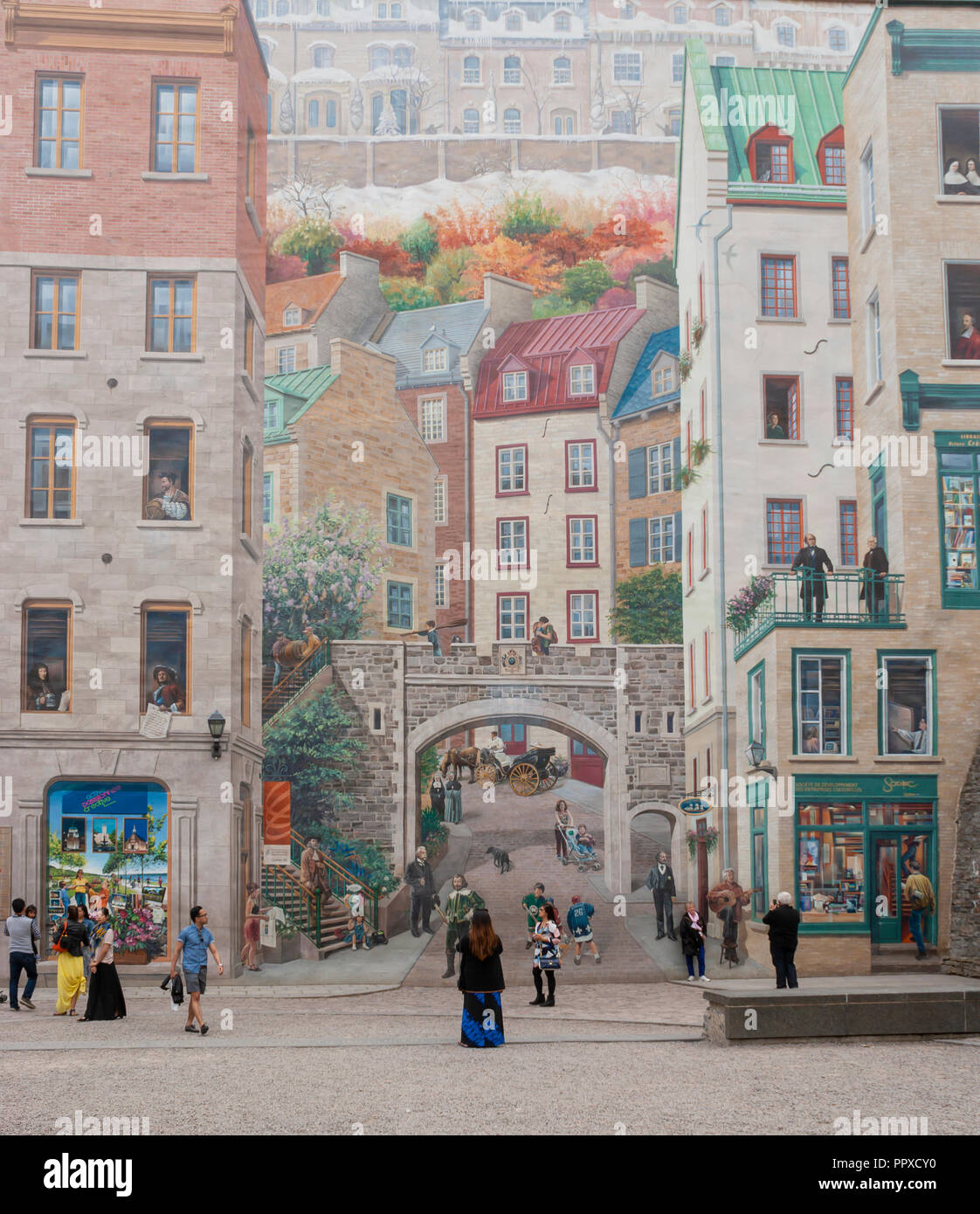La Fresque des Québécois - a massive trompe l'oeil mural painted on the ...