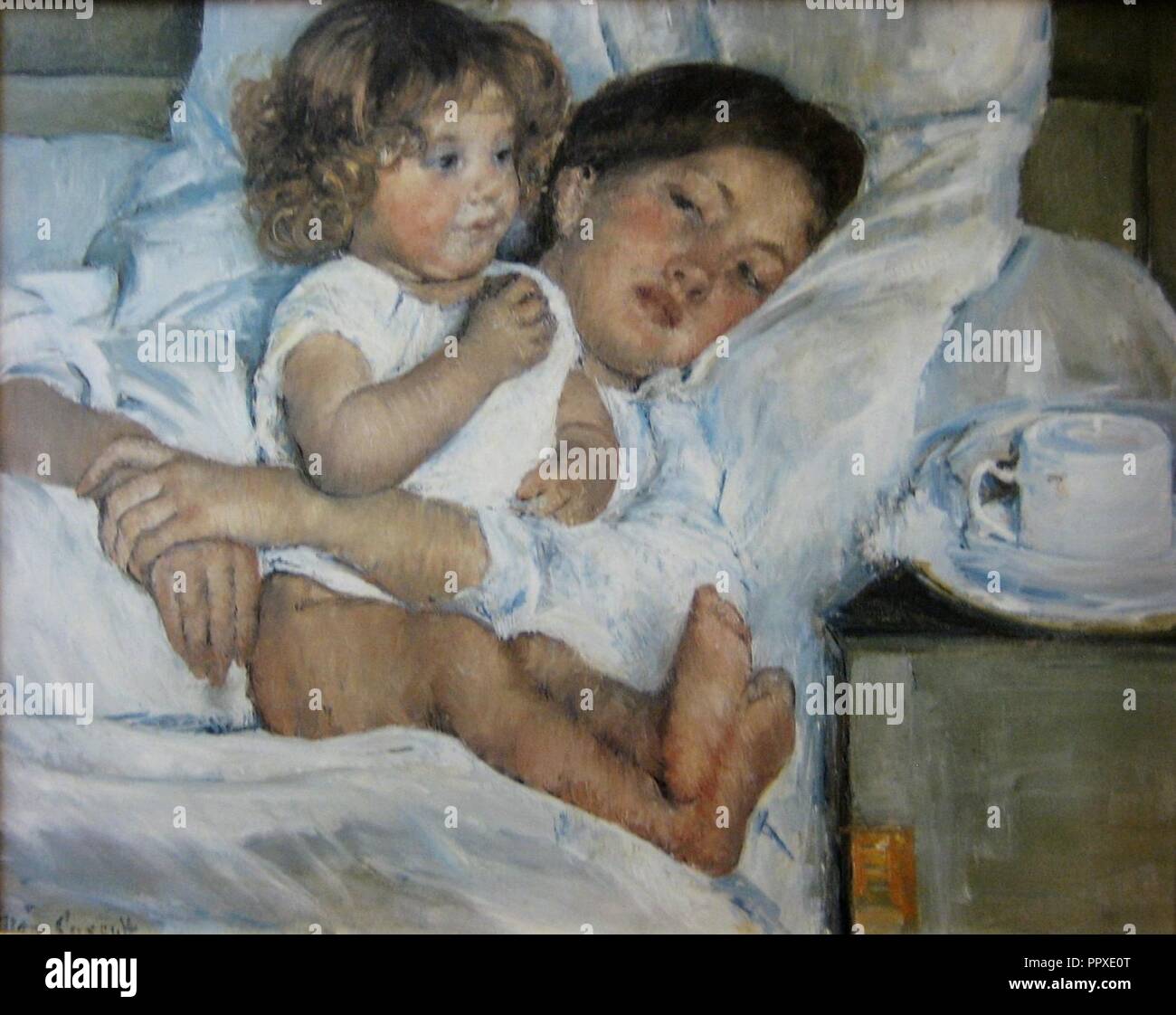 Breakfast in Bed (1897) by Mary Cassatt Stock Photo - Alamy