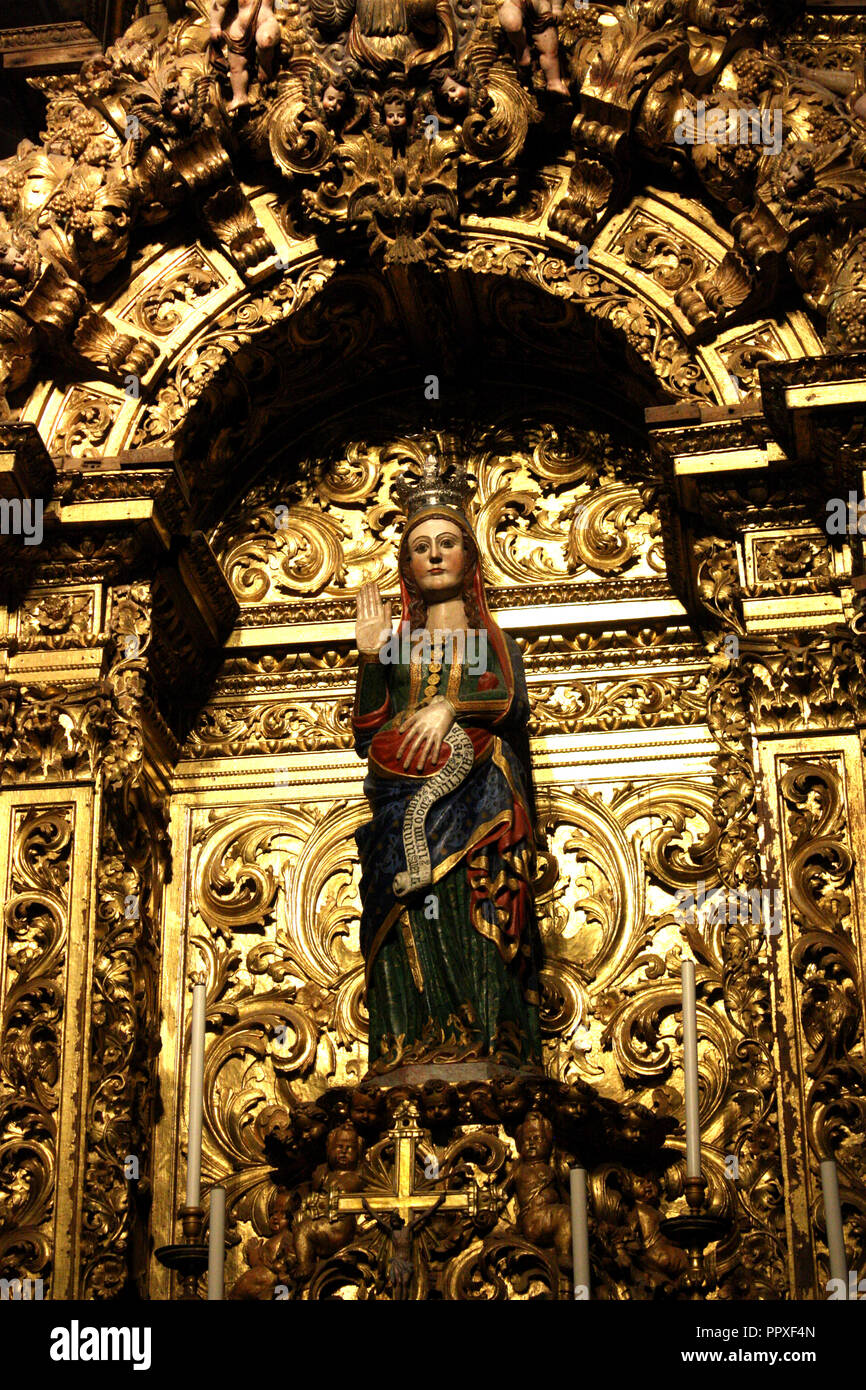 Statue of the Virgin Mary, obviously pregnant, inside the cathedral in ...