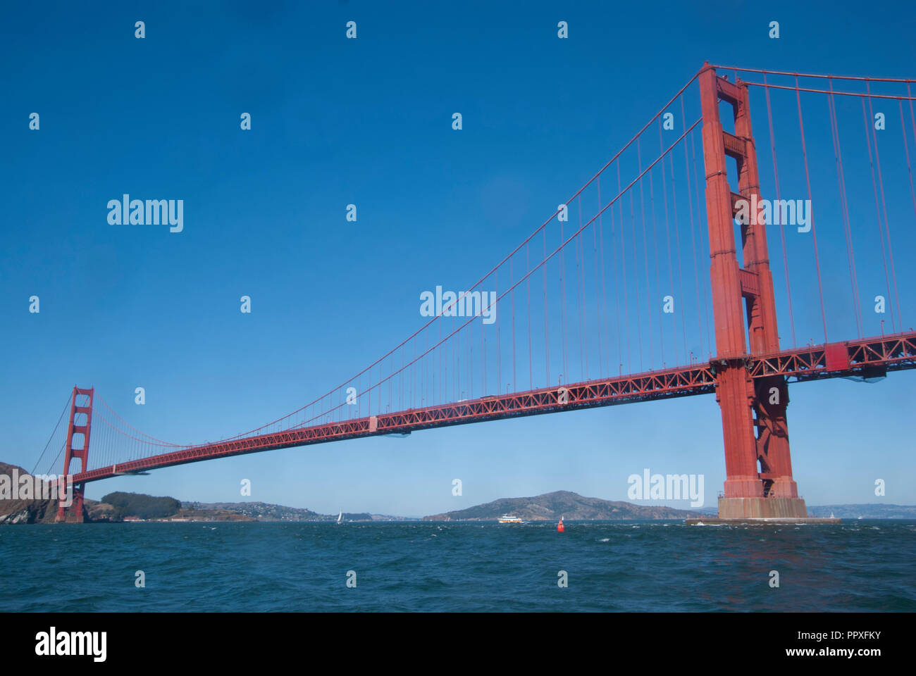 Golden Gate Bridge Full Side View View Of The Golden Gate Bridge Metal
