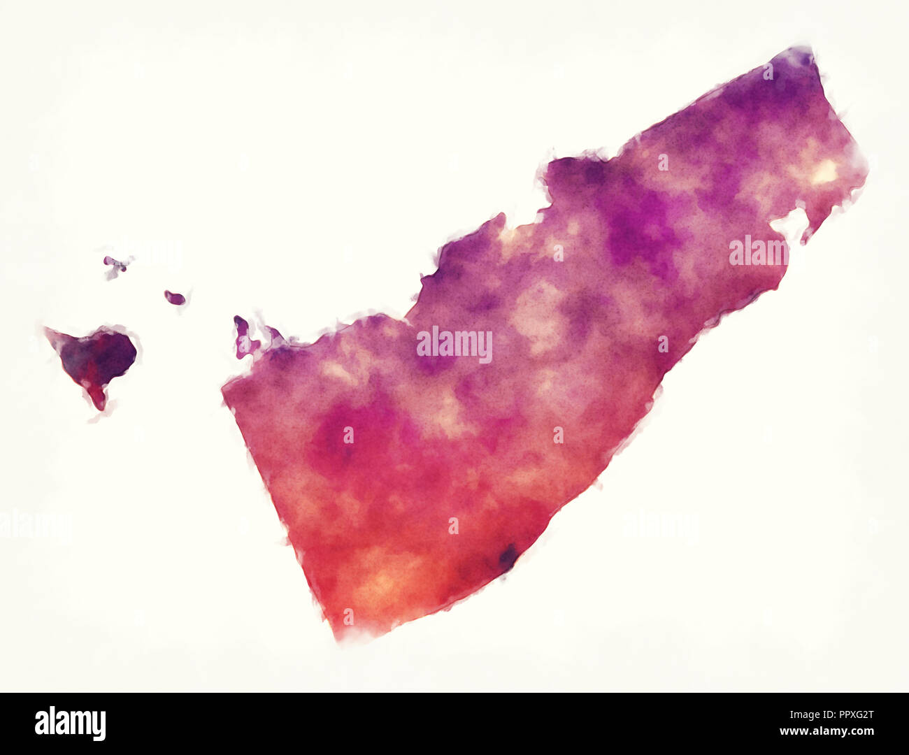 Paget parish watercolor map of Bermuda in front of a white background ...