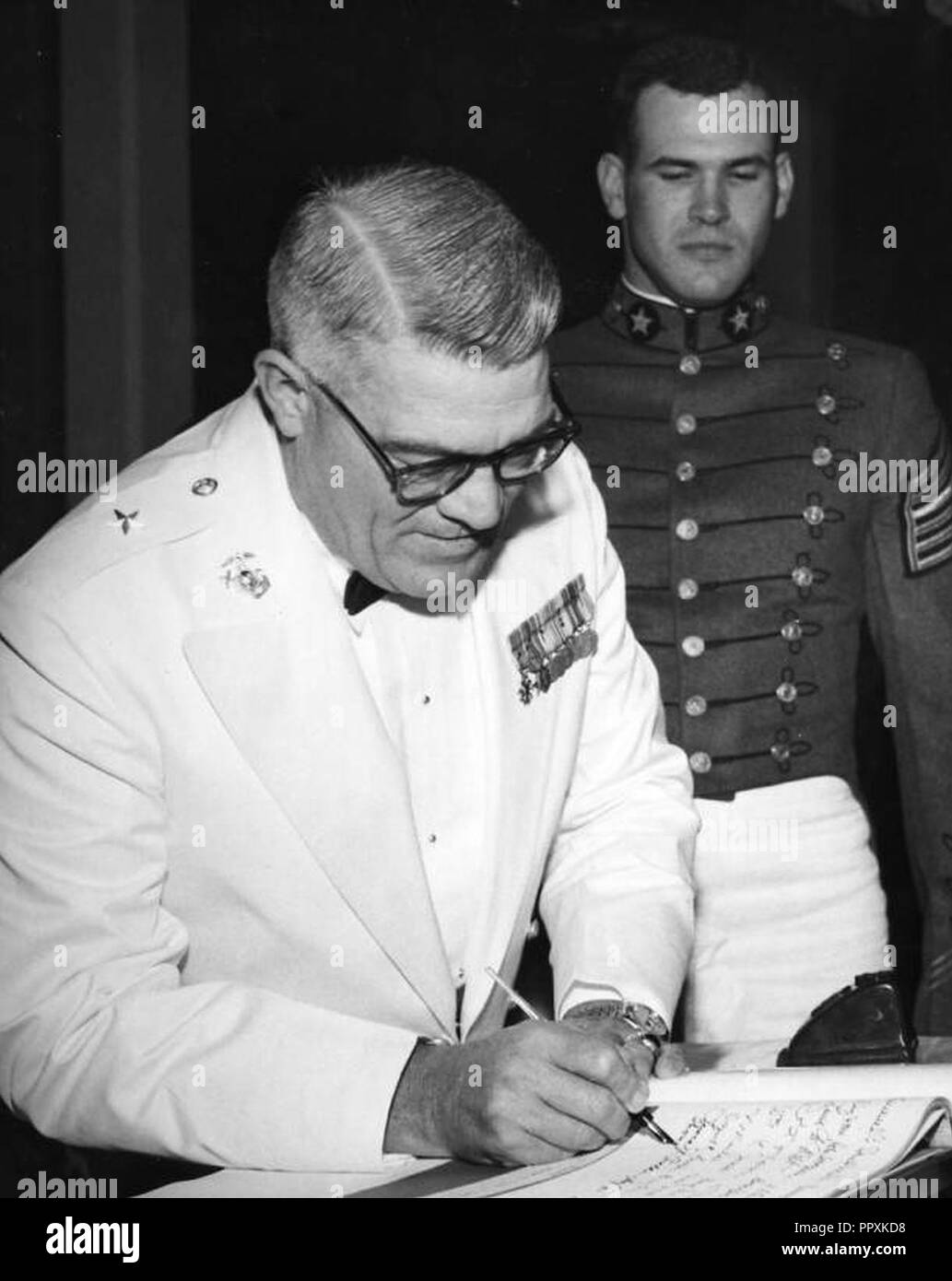 Brigadier General Thomas F Riley and Cadet Josiah Bunting 1963 Stock ...
