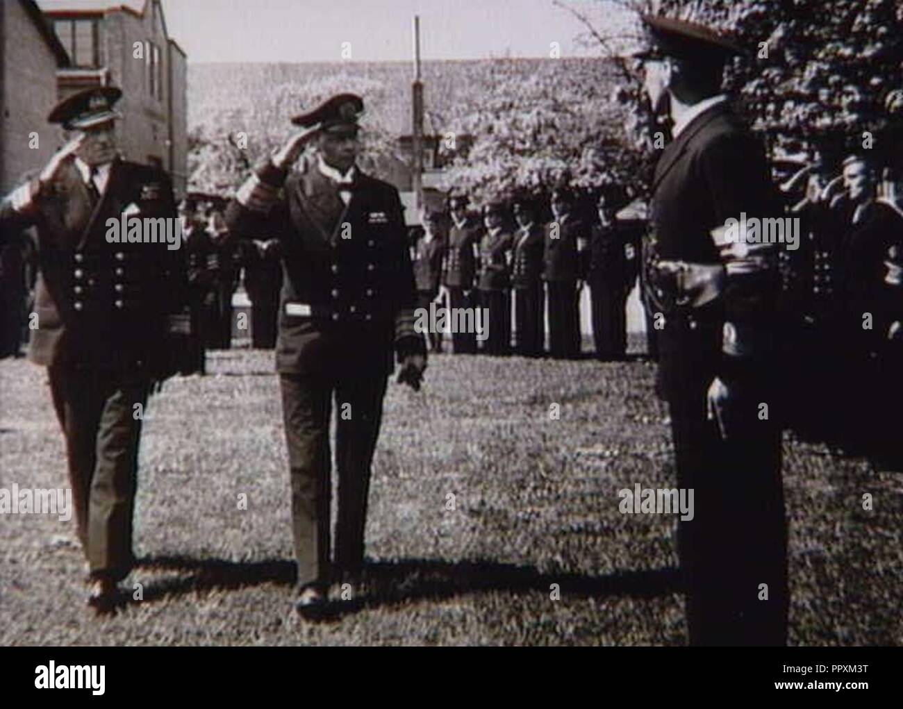 British Admiral Holt and Danish Admiral Vedel reveiw Danish Flotilla ...
