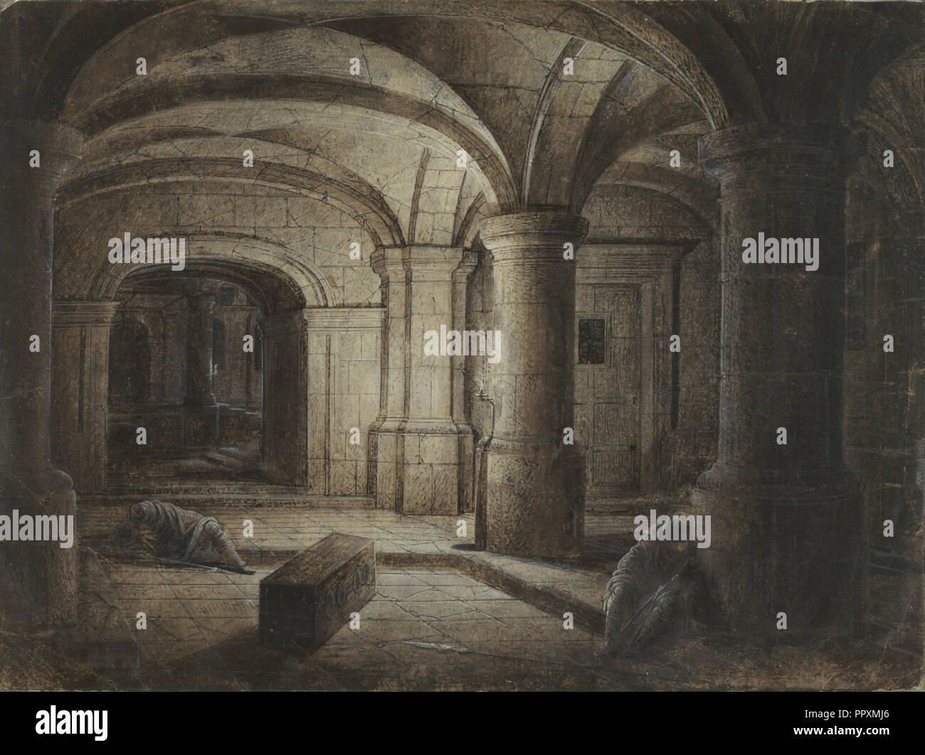 The Crypt of a Church with Two Men Sleeping; Hendrick van Steenwijck ...
