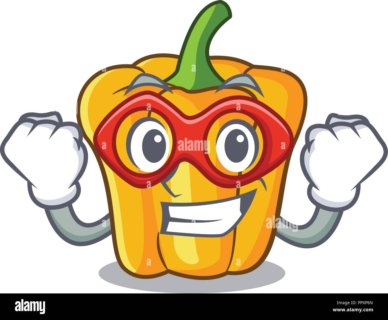 Super hero cartoon fresh yellow peppers in the market Stock Vector ...