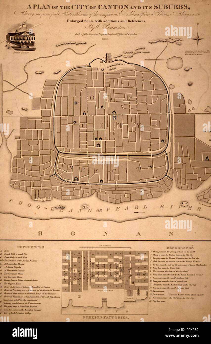 British map of Canton, 1840 Stock Photo - Alamy