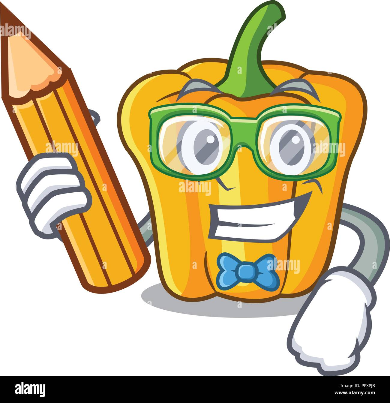 Student with book cartoon fresh yellow peppers in the market Stock ...