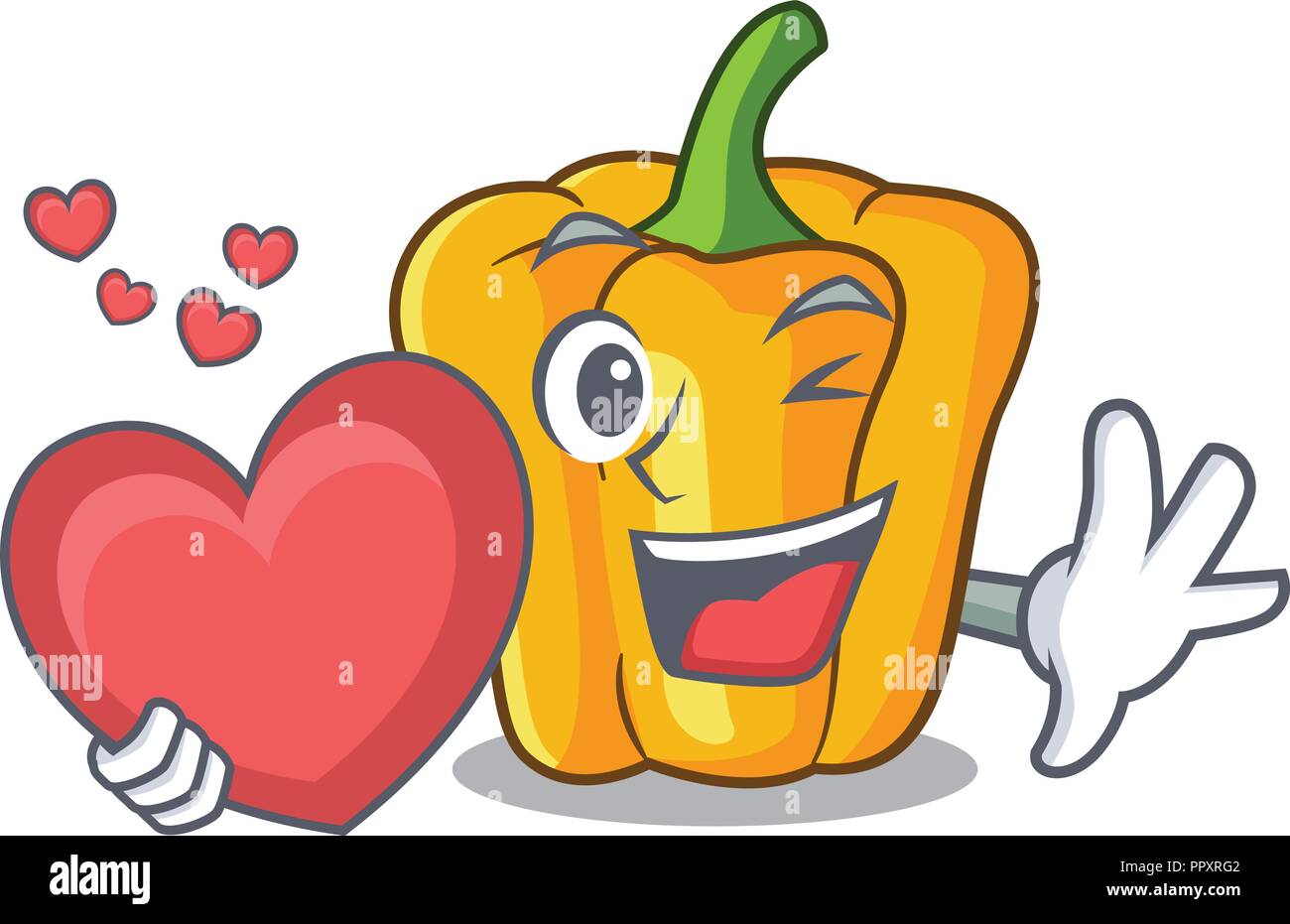 With heart sweet yellow pepper in the kitchen cartoon Stock Vector ...