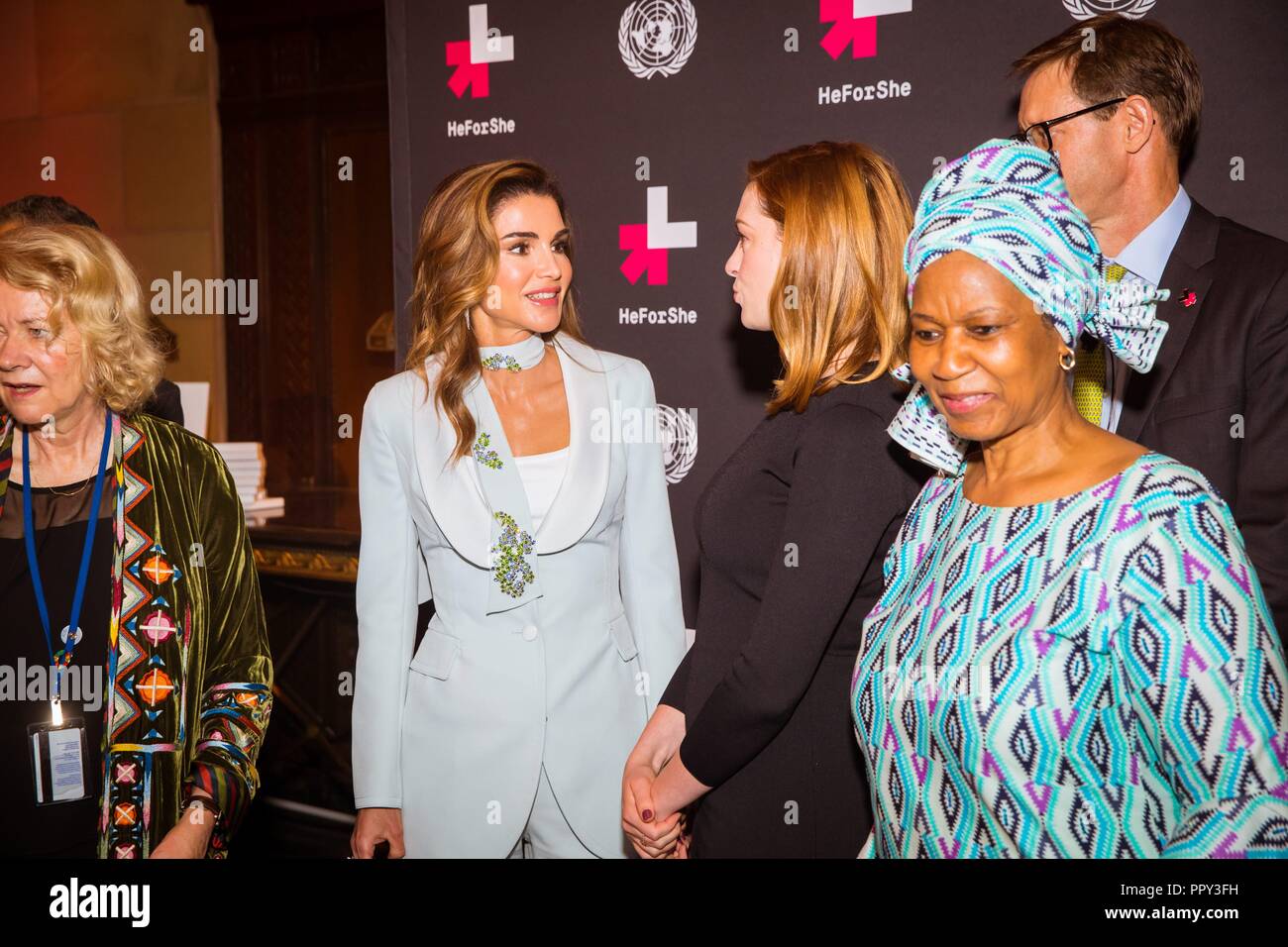 Queen Rania of Jordan at the HeForShe IMPACT Summit during UN General ...